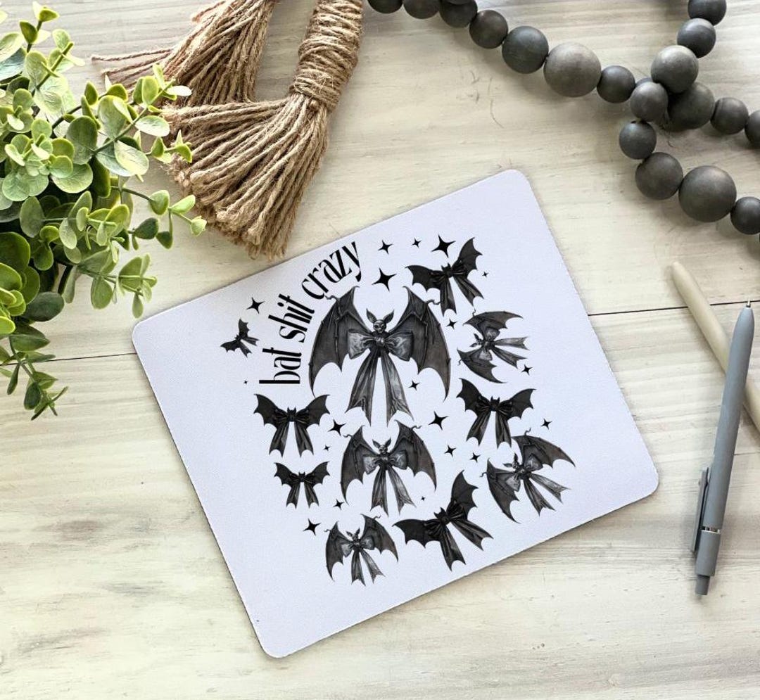 Bat Shit Crazy Coquette Bat Bows Mousepad, Spooky Halloween Mousepad ...