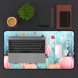 Pastel Pumpkins Fall Desk Mat Cute Halloween Desk Mat Fall Office Decor ...
