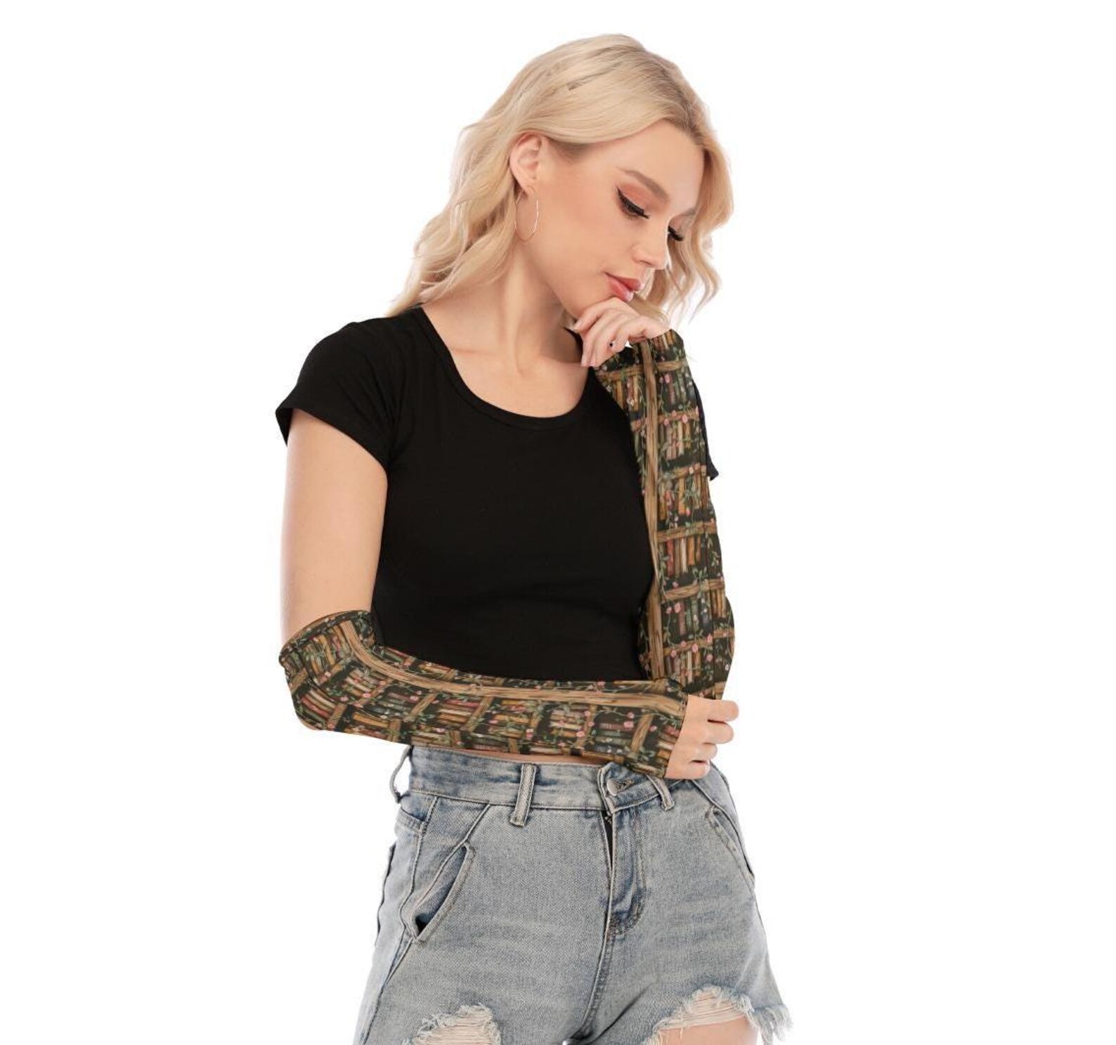 Bookish Print Arm Warmer Fingerleass Gloves - Etsy