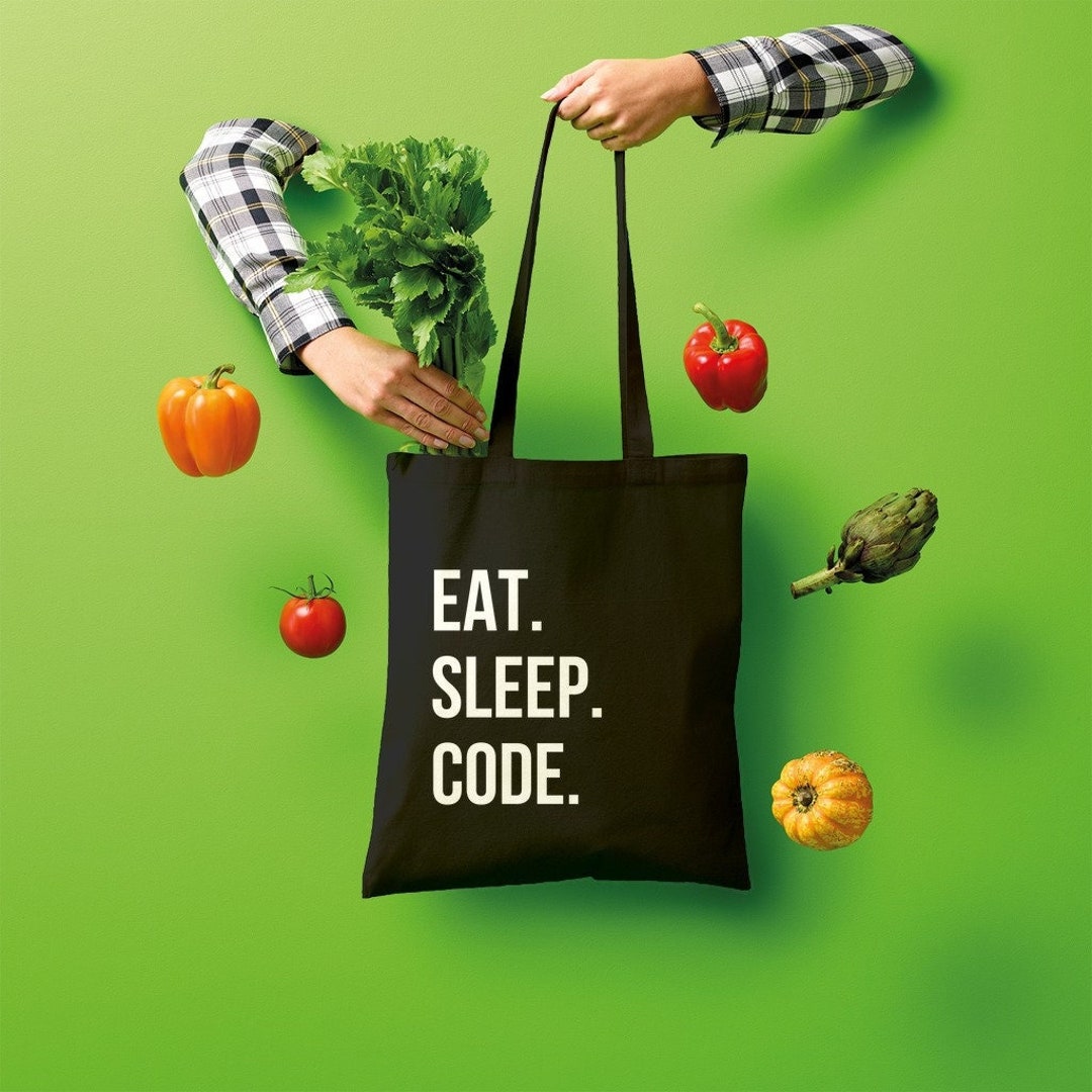 Eat Sleep Code Tote Bag Canvas Coder Shopping Bag Eco - Etsy