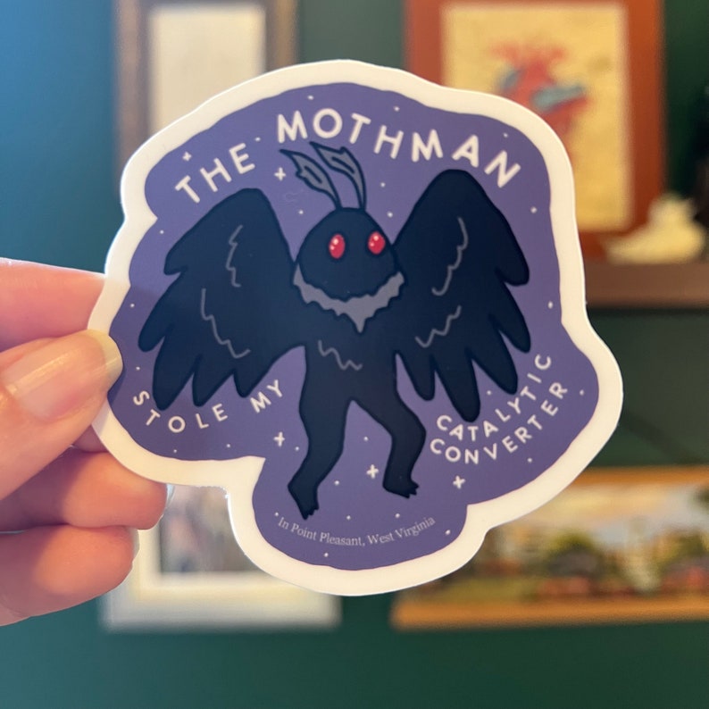 Moth Man Sticker | the Mothman Stole My Catylitic Converter | West ...