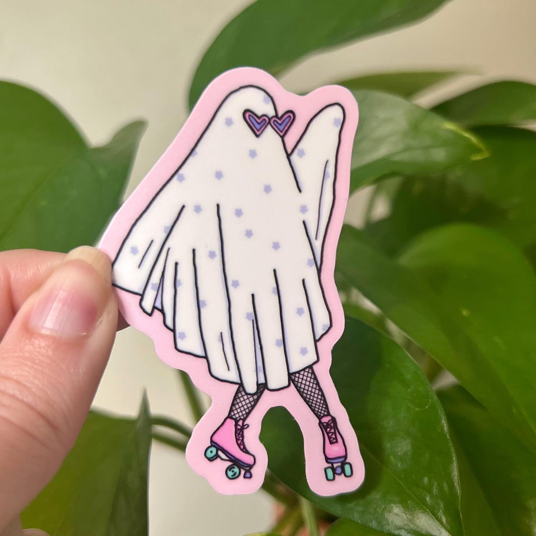 Rollerblading Sheet Ghost Sticker | Rollerskating Dancer | Disco Ghost ...