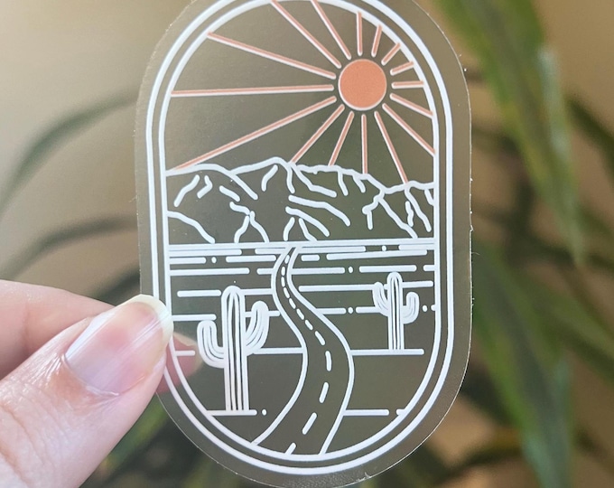 Diamond Desert Scene Decal, Cactus, Sun, Permanent Vinyl Sticker - Etsy