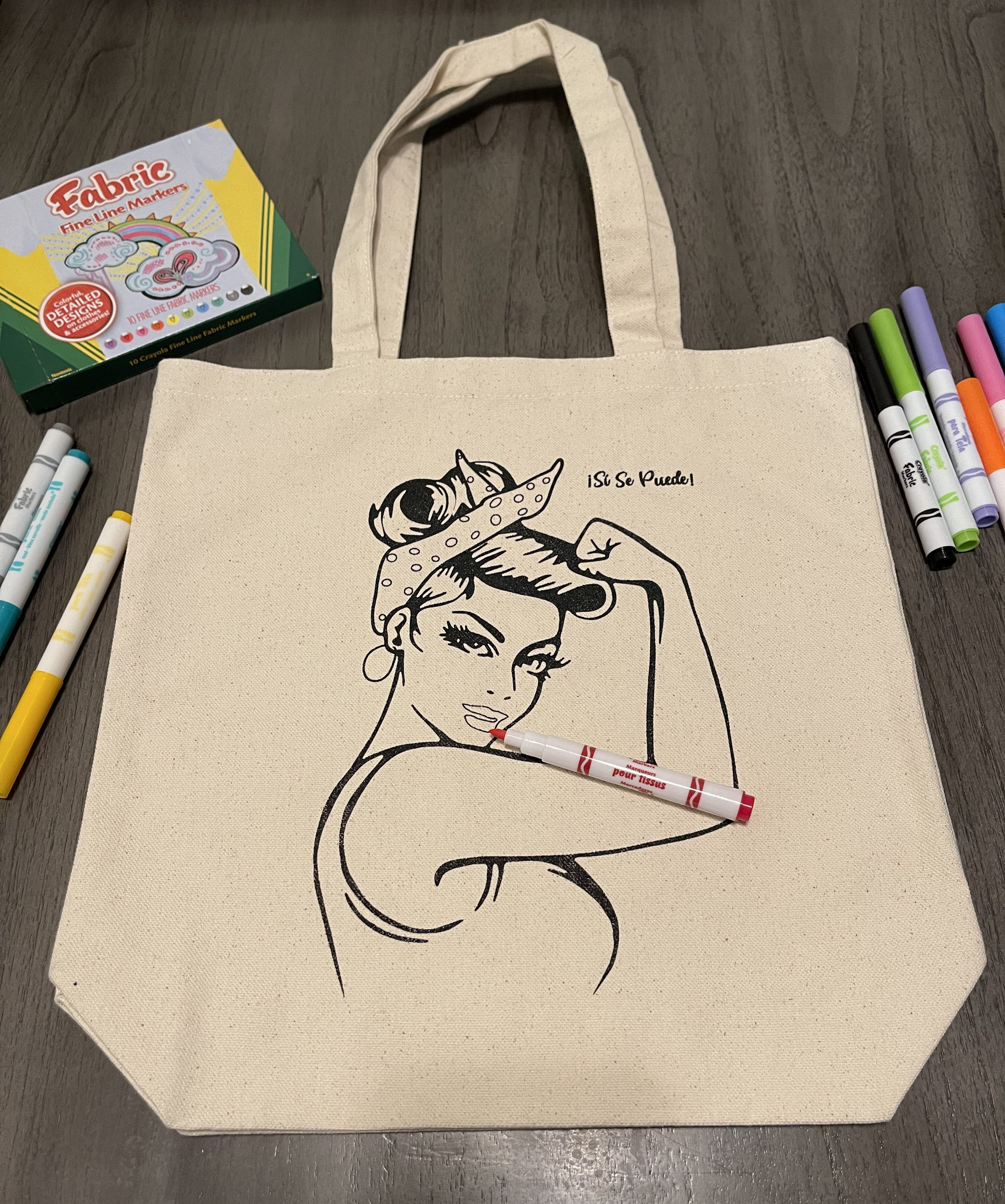 Si Se Puede Coloring Tote Bag, Canvas Coloring Bag, Canvas Coloring ...