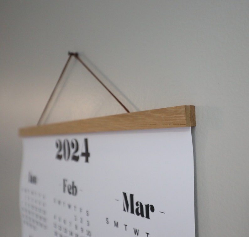 2024 Poster Calendar | Wood Poster Hanger | Wall Hanging | All Year ...