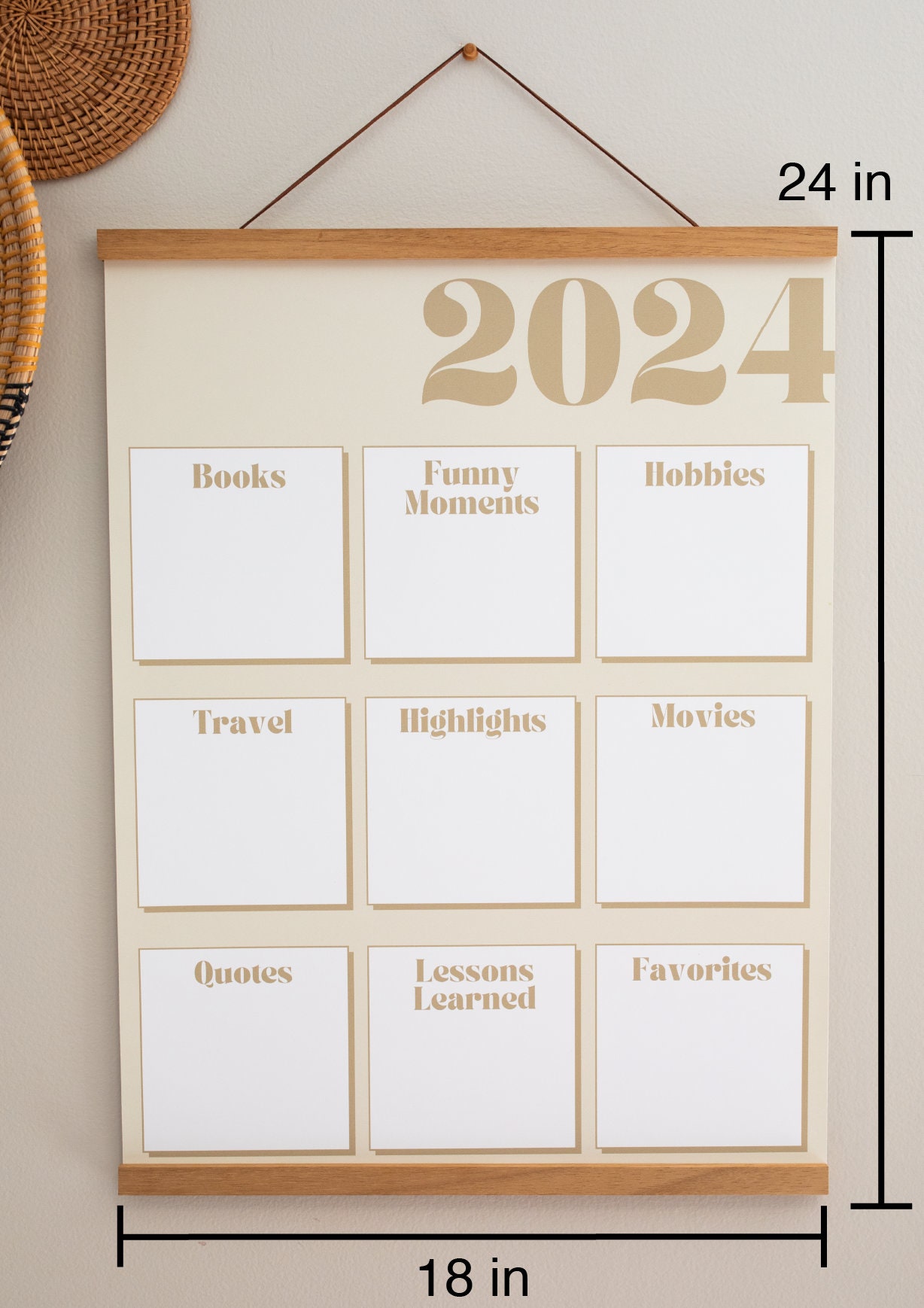 2024 Journal Poster | Wood Poster Hanger | Interactive Decor | Wall ...