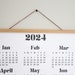 2024 Poster Calendar Wood Poster Hanger Wall Hanging All Year Calendar ...