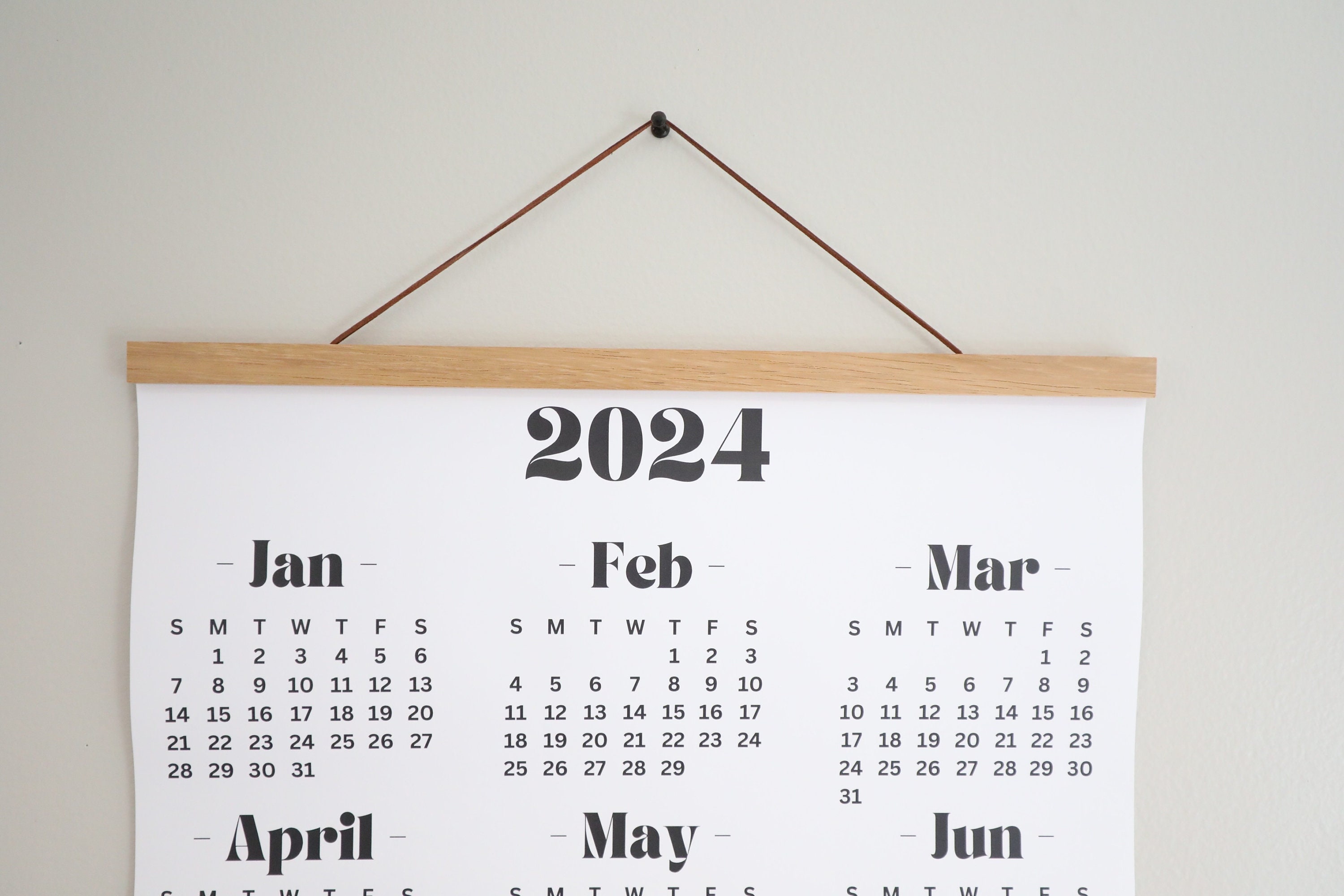 2024 Poster Calendar | Wood Poster Hanger | Wall Hanging | All Year ...