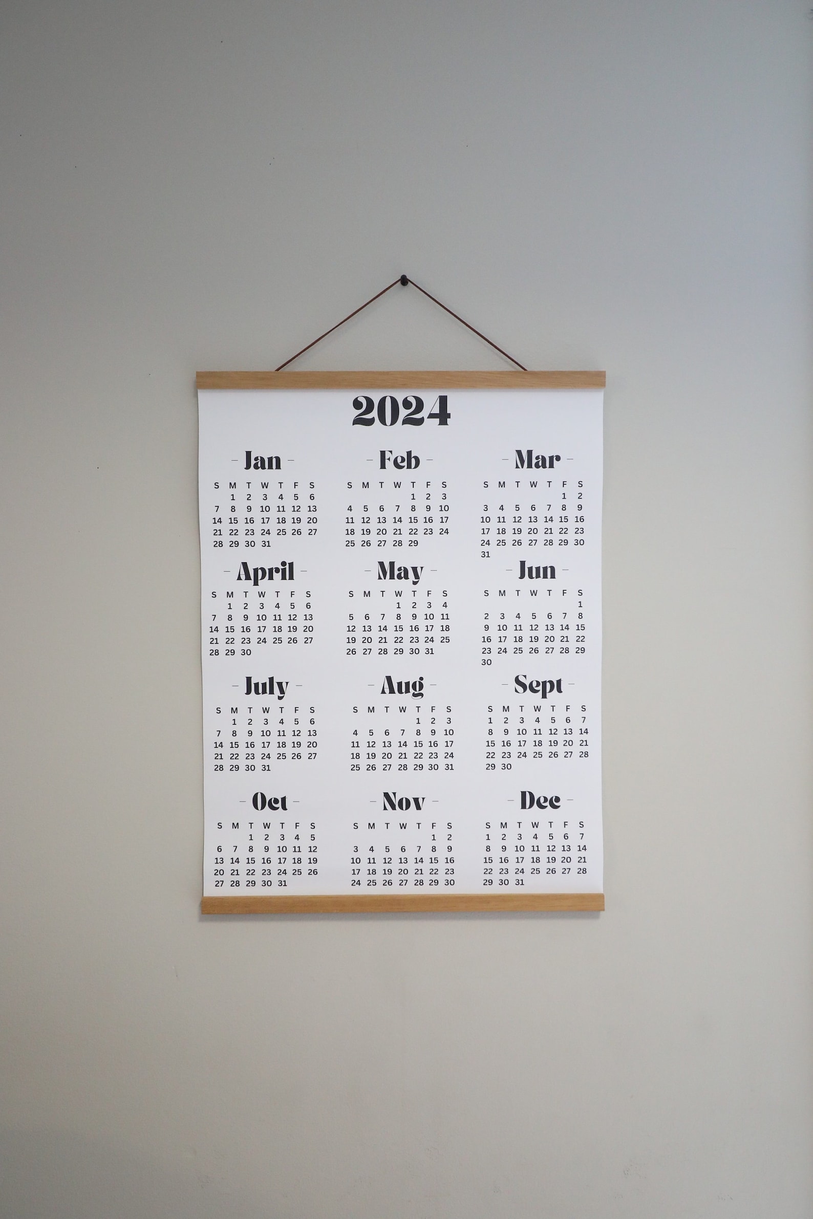 2024 Poster Calendar | Wood Poster Hanger | Wall Hanging | All Year ...