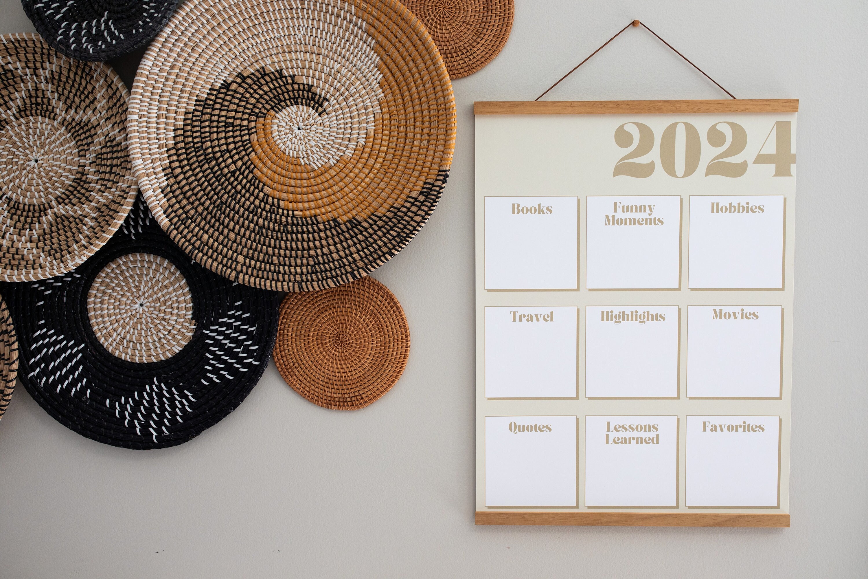 2024 Journal Poster | Wood Poster Hanger | Interactive Decor | Wall ...