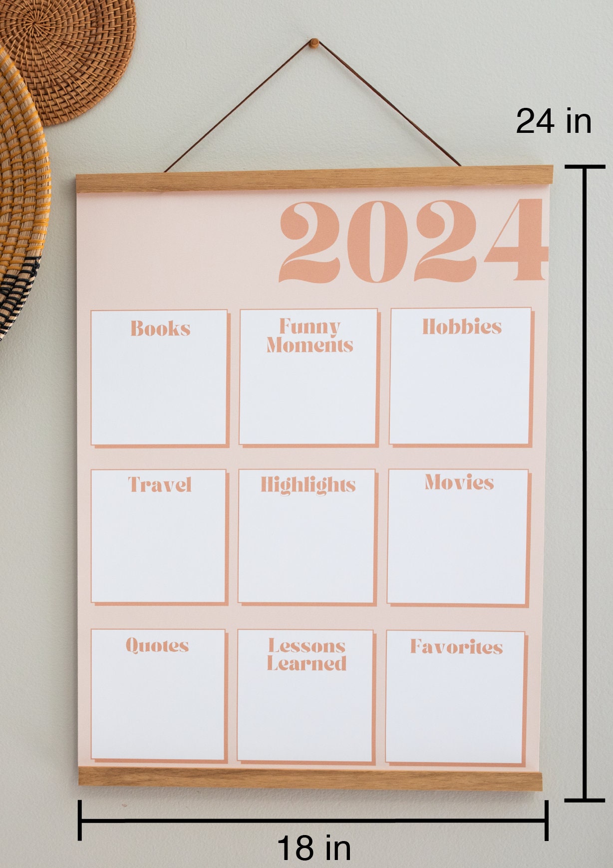 2024 Journal Poster | Wood Poster Hanger | Interactive Archival Decor ...