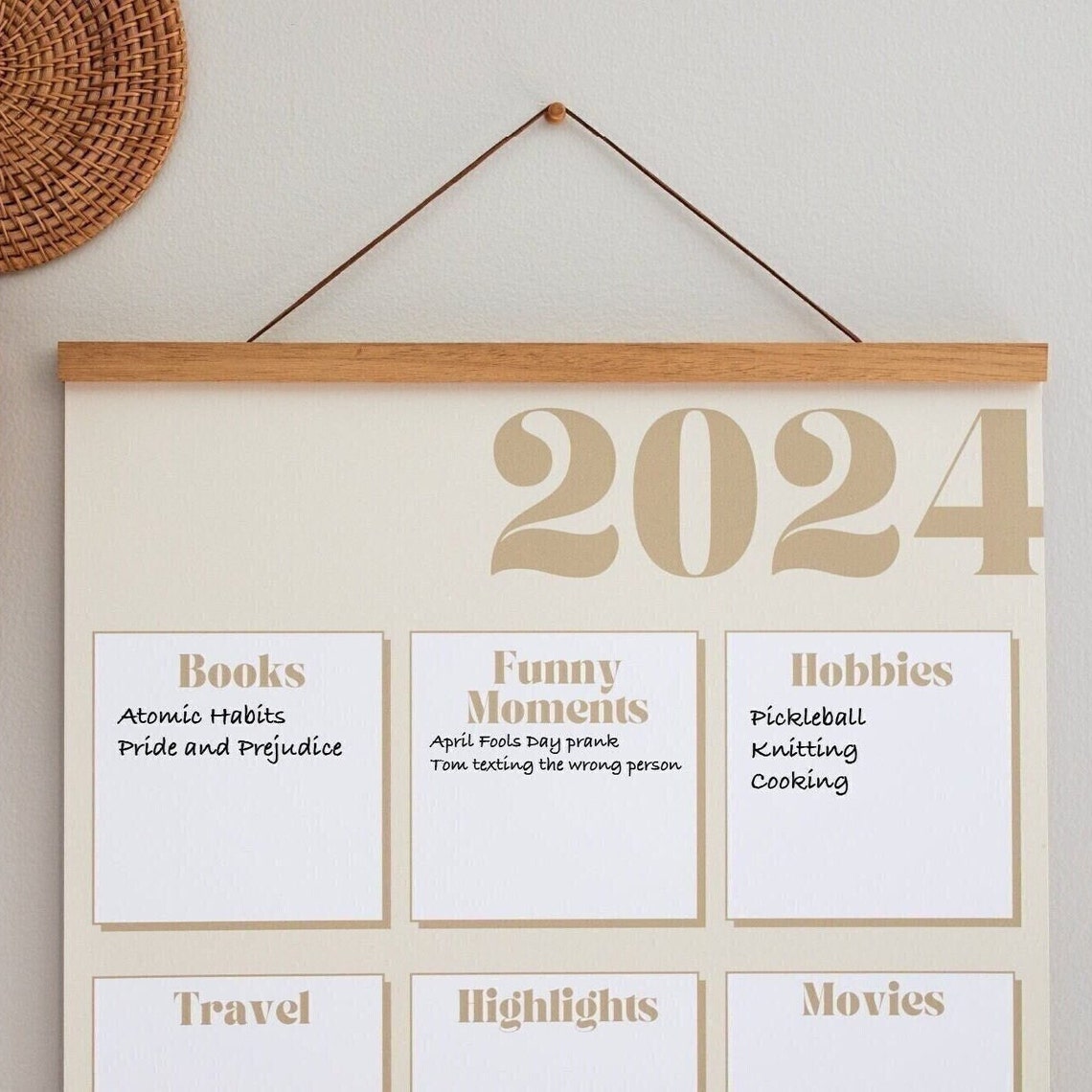 2024 Journal Poster | Wood Poster Hanger | Interactive Decor | Wall ...