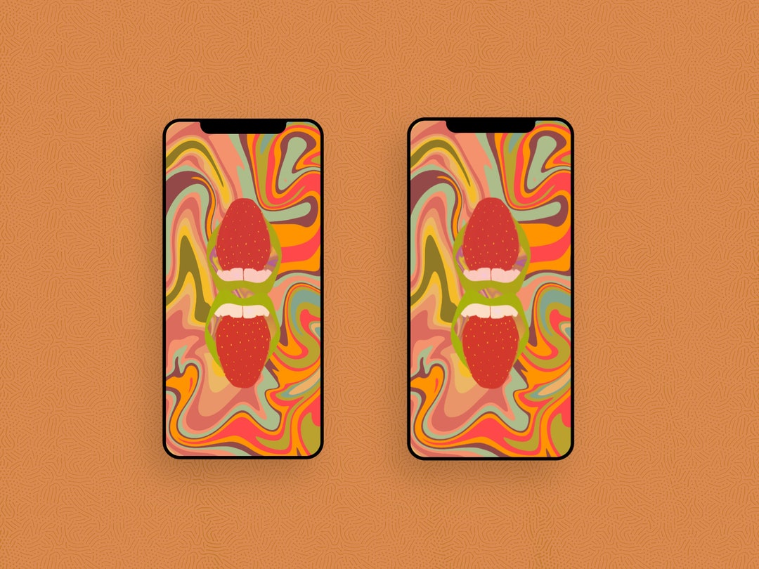 Trippy Strawberry Digital Download Art iPhone Wallpaper/print - Etsy