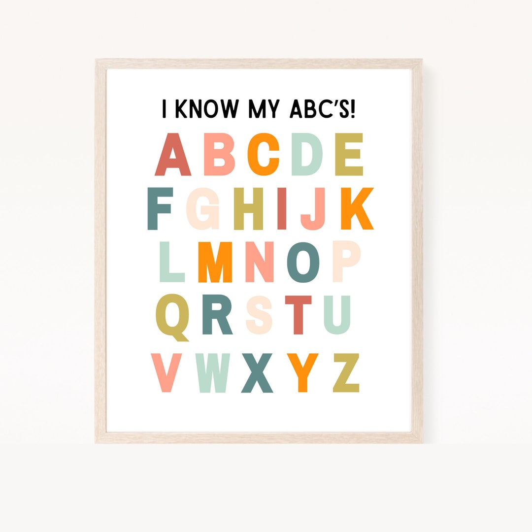 I Know My Alphabet Print, ABC Learning Print, Learning Visuals for Kids ...