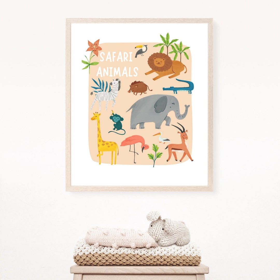 Safari Tiere Print, Zoo Wandkunst, Afrika Thema, Digitaldrucke ...