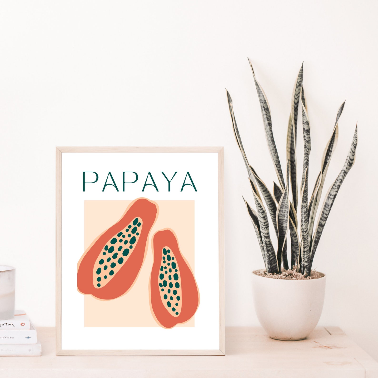 Papaya Print, Digital Download, Modern Fruit Art, Modern Print, Digital ...