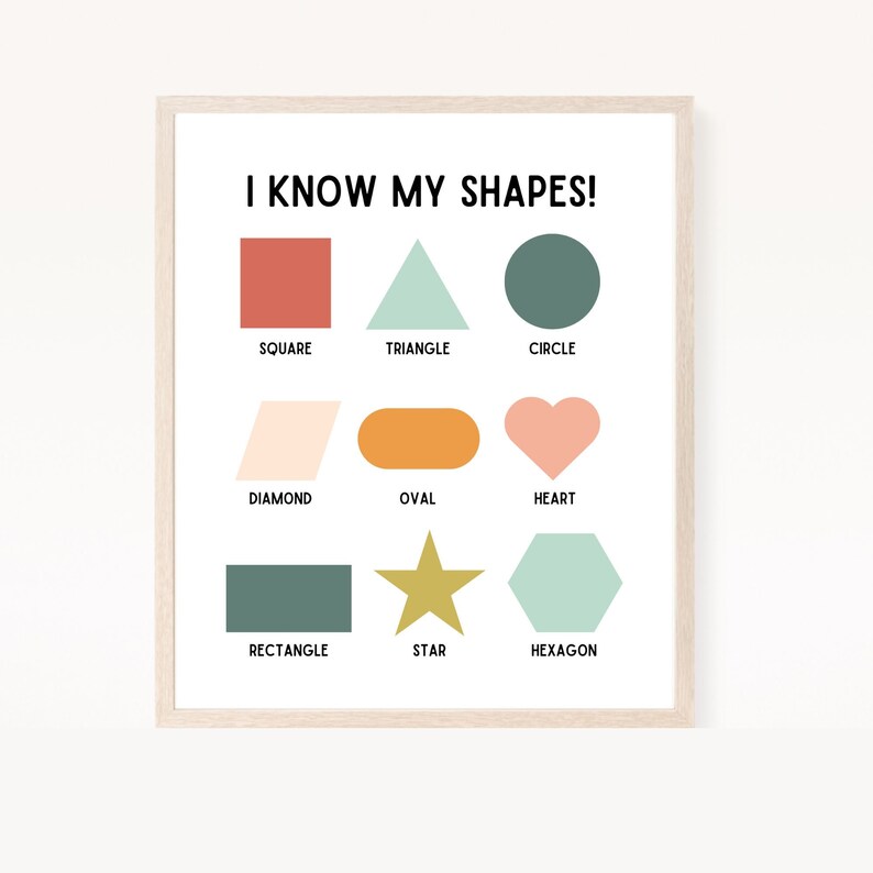 Shapes Learning Print, Minimalist Playroom Wall Art (digital Download ...