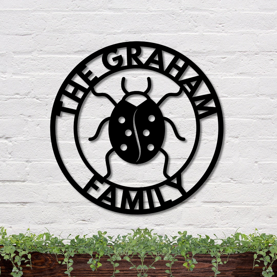 Custom Ladybug Name Sign, Custom Metal Sign, Ladybug Sign, Door Hanger ...