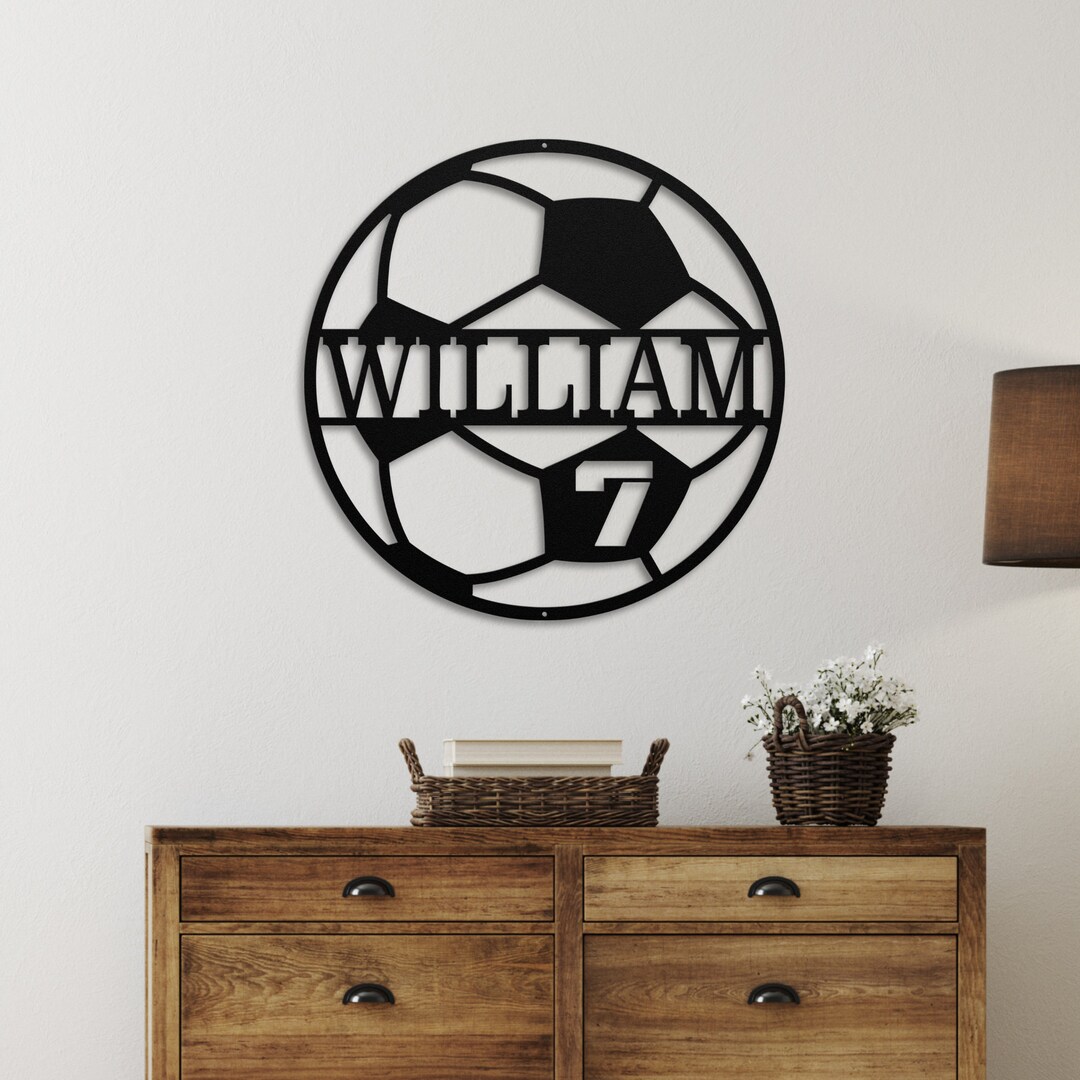 Soccer Ball Sign, Sports Metal Wall Art, Personalized Soccer Ball Sign ...