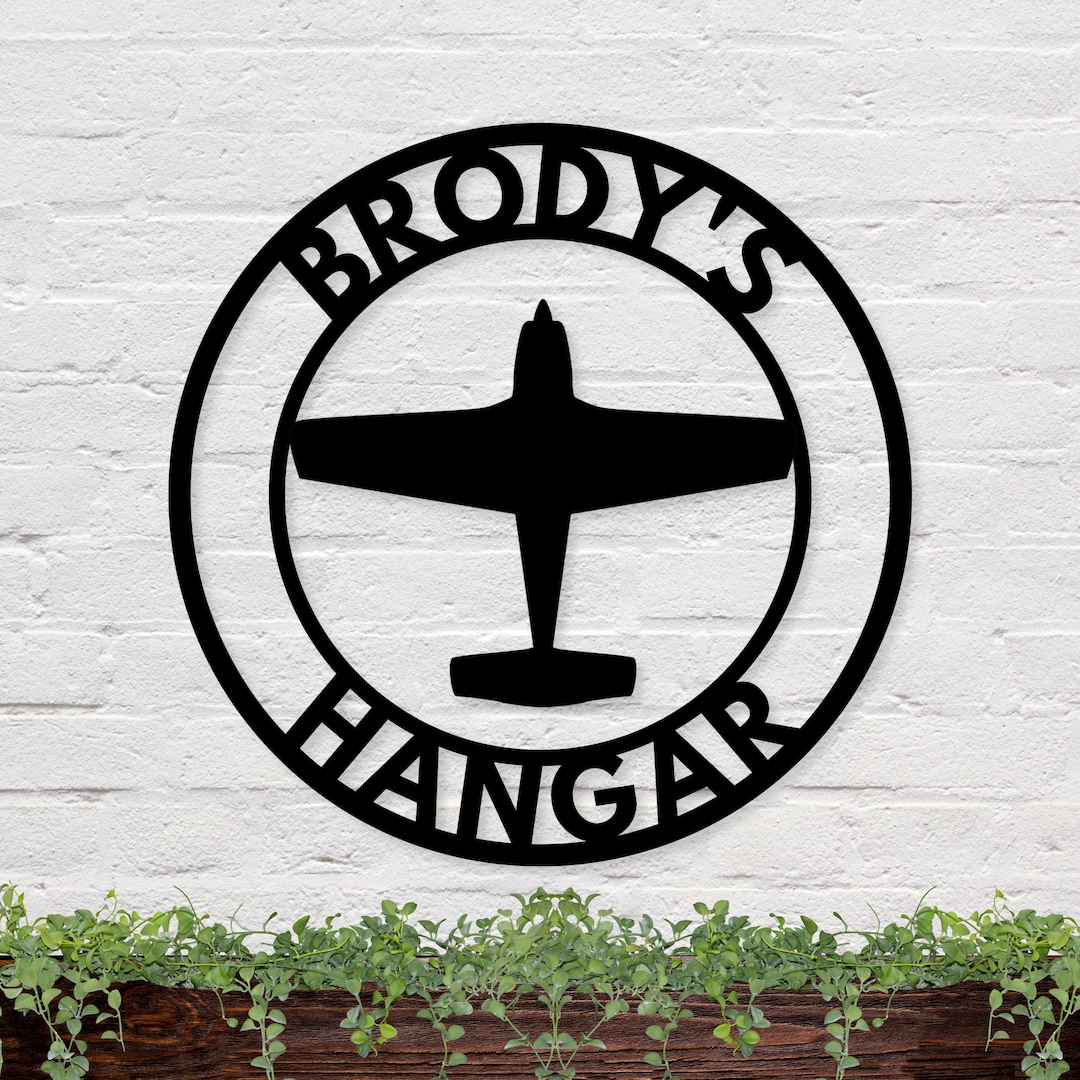 Airplane Hangar Sign, Personalized Pilot Sign, Custom Aviation Sign ...