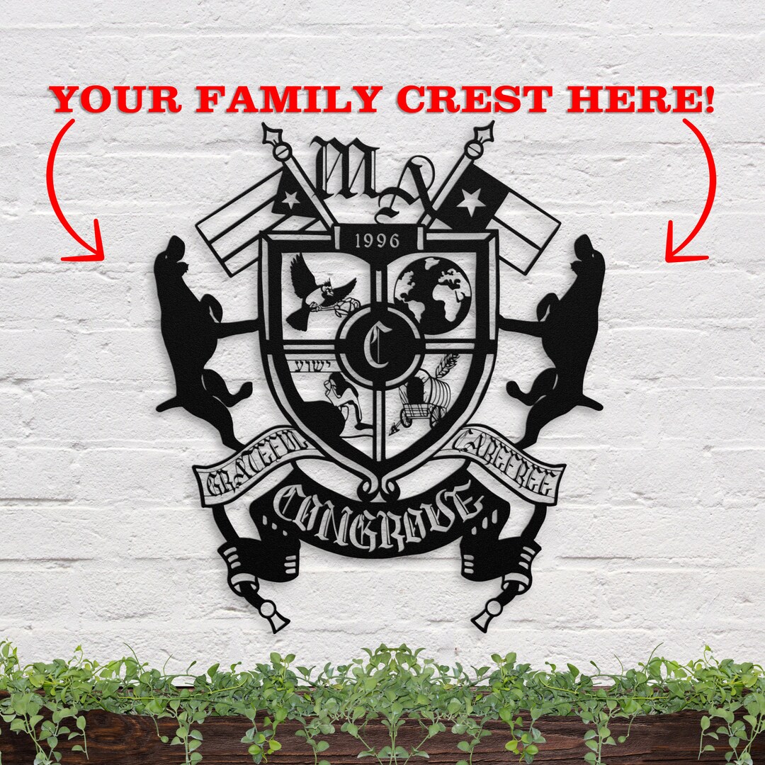 Family Crest Metal Sign, Your Family Crest, Custom Metal Sign, Family ...