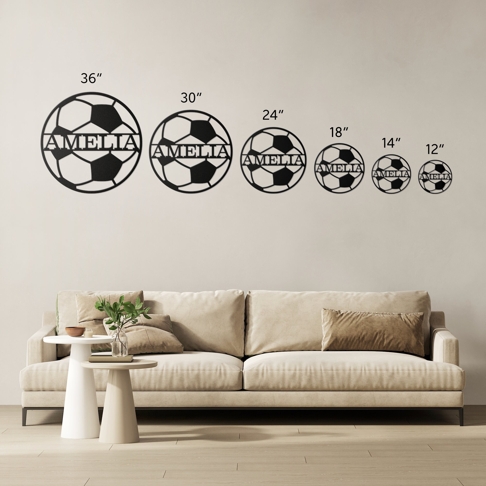 Personalized Soccer Ball Metal Sign, Soccer Ball Name Sign, Kids Room ...