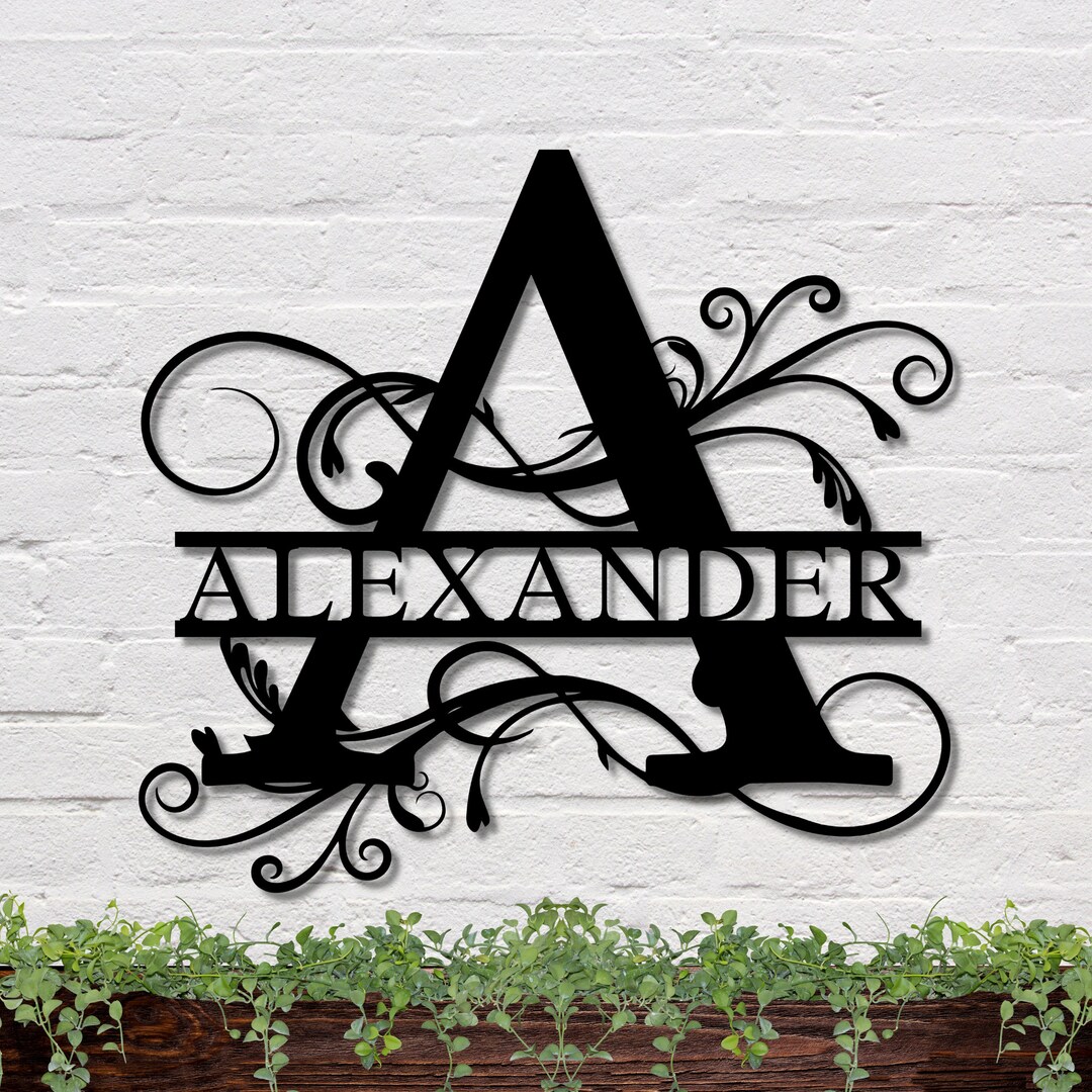 Custom Swirl Initial Sign, Personalized Initial Sign, Custom Metal ...