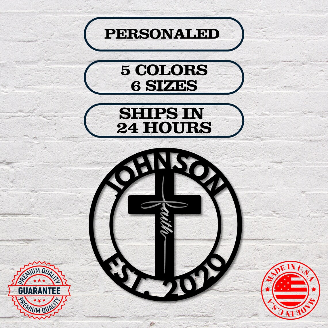 Faith Cross Metal Sign Metal Cross Sign Family Name Sign - Etsy