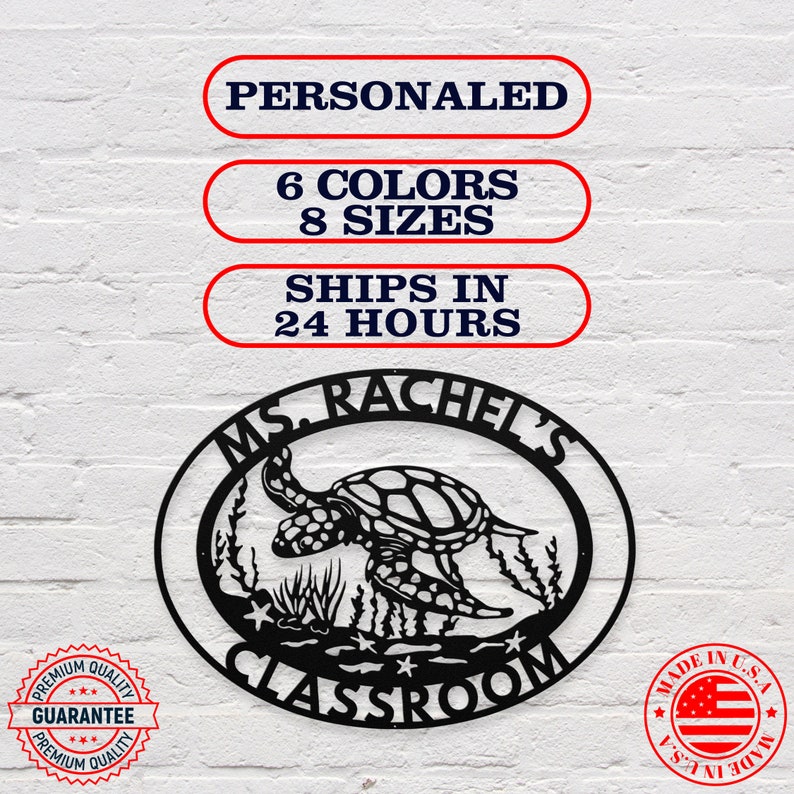 Personalized Sea Turtle Classroom Sign, Custom Teacher Gift - Etsy