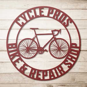 Custom Bike Shop Sign, Personalized Cyclist Sign, Metal Bike Shop Sign ...
