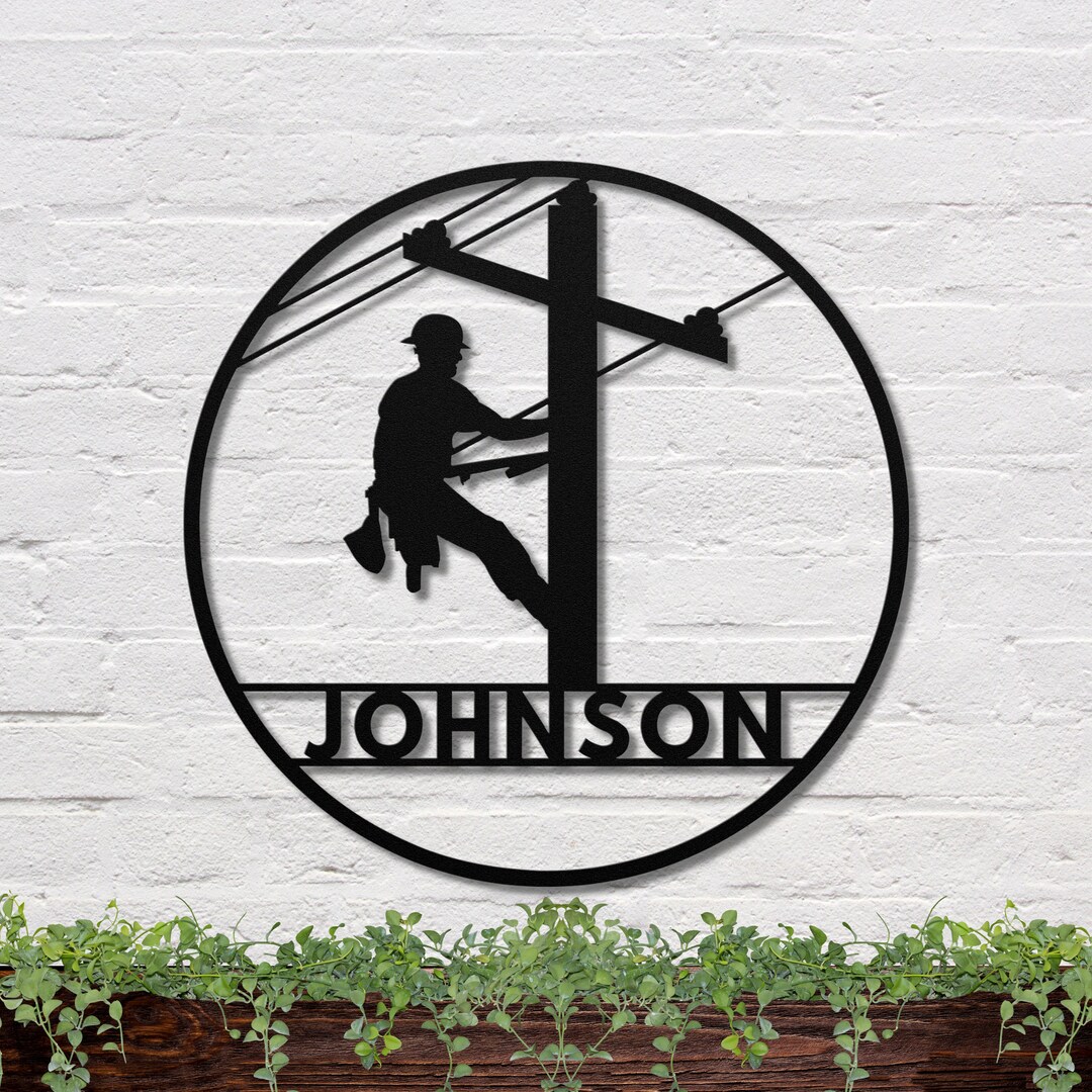 Lineman Sign, Lineman Last Name Metal Sign, Custom Lineman Gift ...