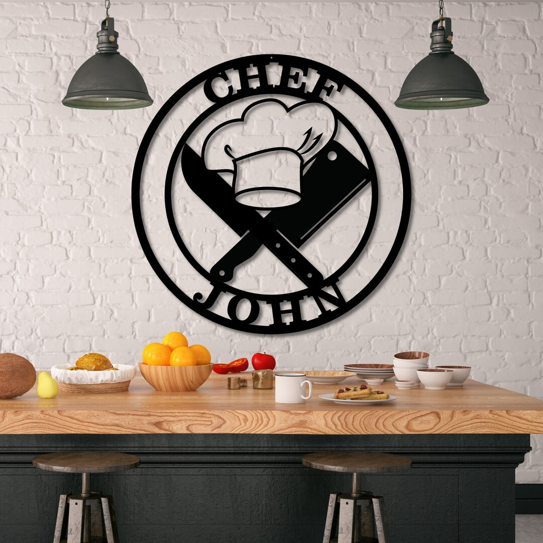 Personalized Chef Knife Sign, Custom Metal Kitchen Sign, Custom Chef ...