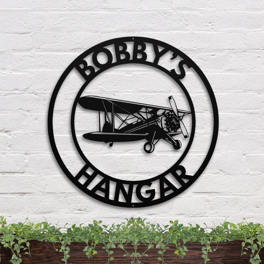Personalized Airplane Sign, Airplane Hangar Sign, Personalized Pilot ...