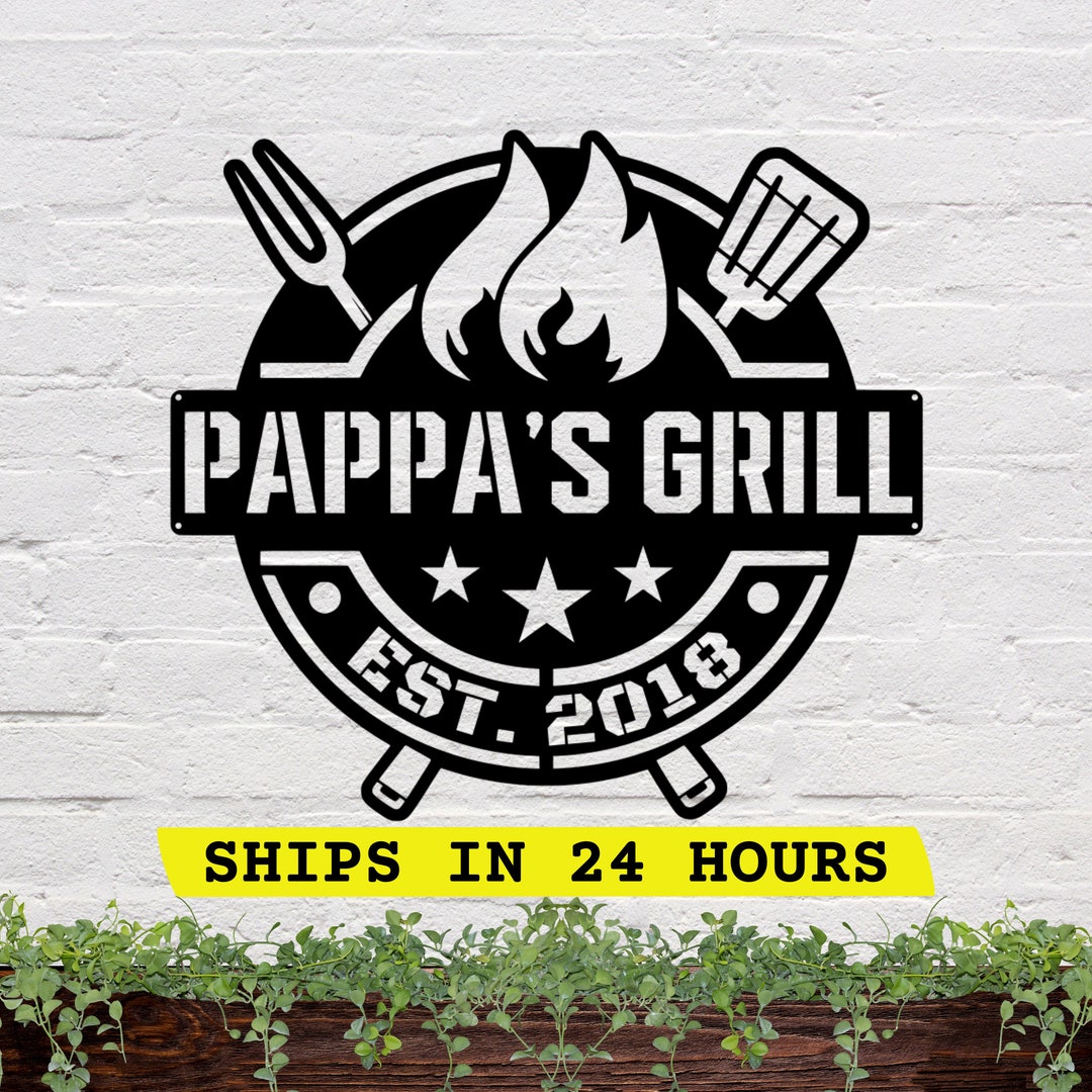 Papa's Grill Metal BBQ Sign, Father's Day Gift, Custom Grill Decor - Etsy