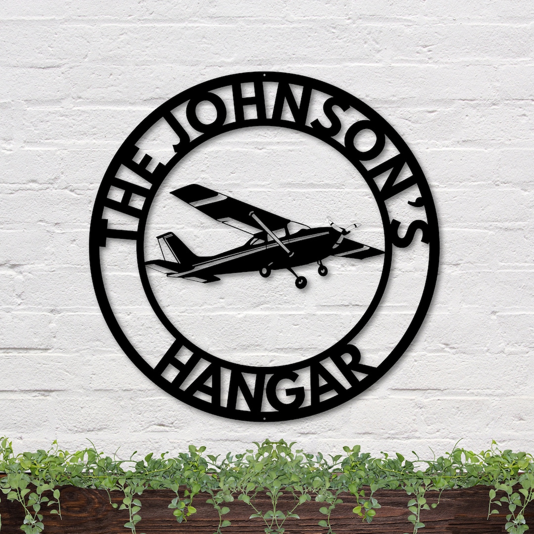 Airplane Hangar Sign, Cesna Plane Wall Art, Custom Pilot Name Sign ...