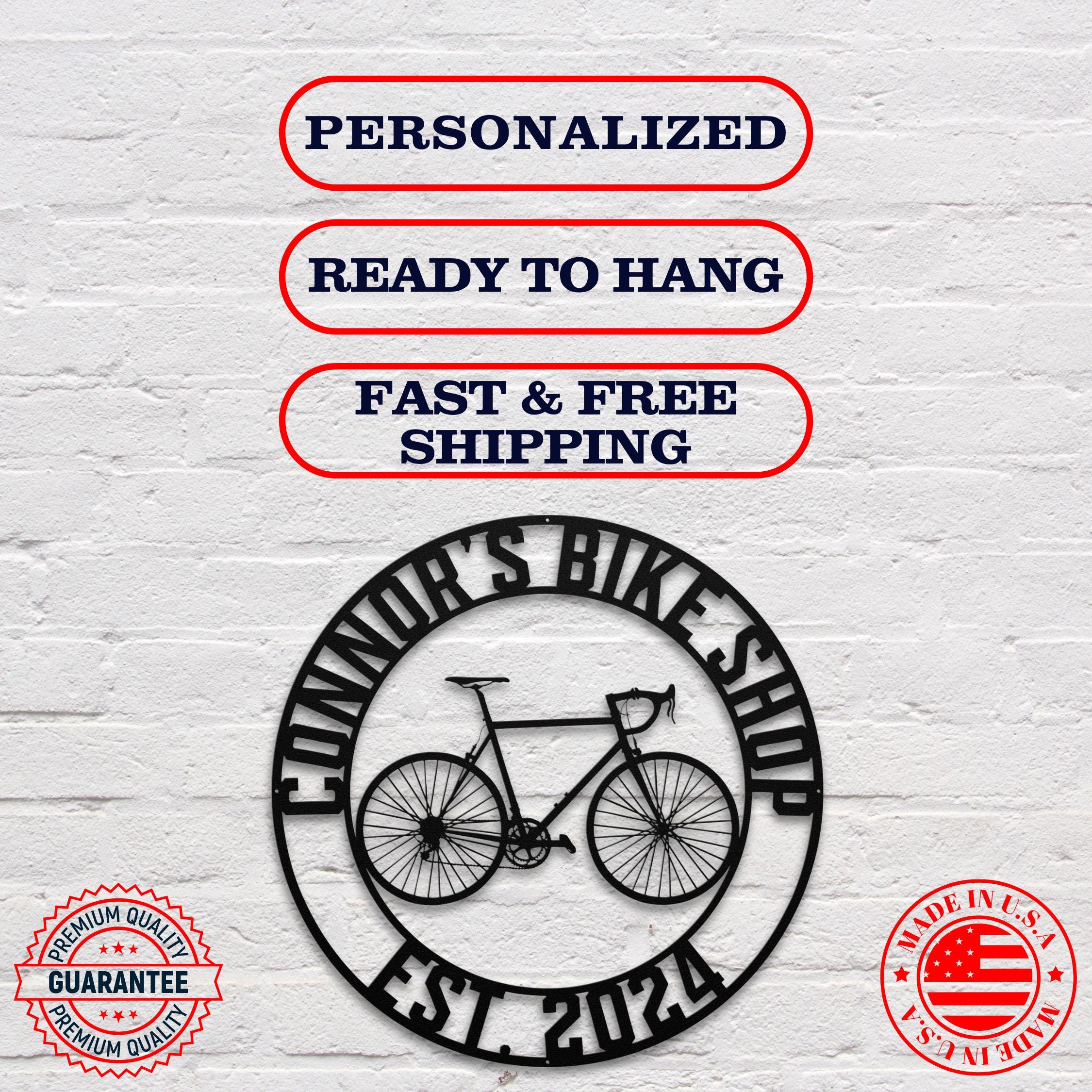 Custom Bike Shop Sign, Personalized Cyclist Sign, Metal Bike Shop Sign ...