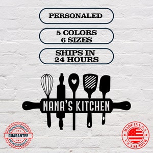 Custom Metal Sign for Kitchen, Nana's Kitchen Metal Sign, Personalized ...