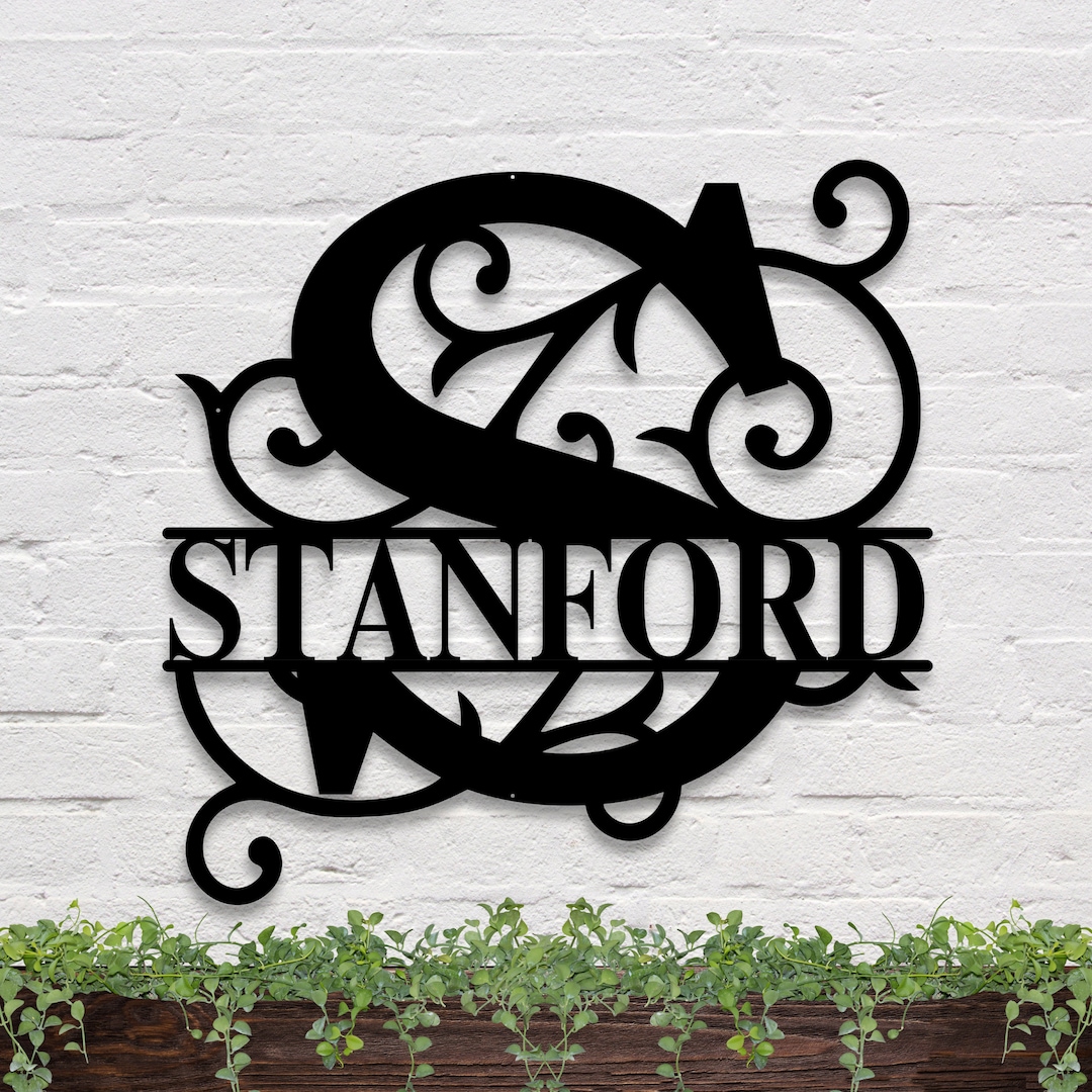 Monogram Metal Initial Sign | Door Initial Sign | Last Name Initial ...