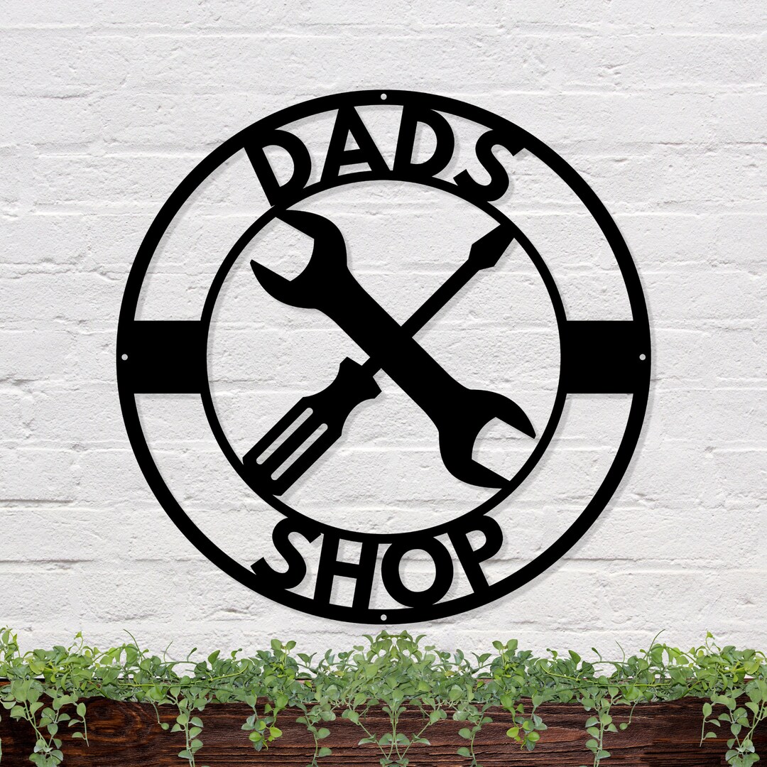Dad's Workshop, Gift for Dad, Papas Work Shop Metal Sign, Shop Sign for ...