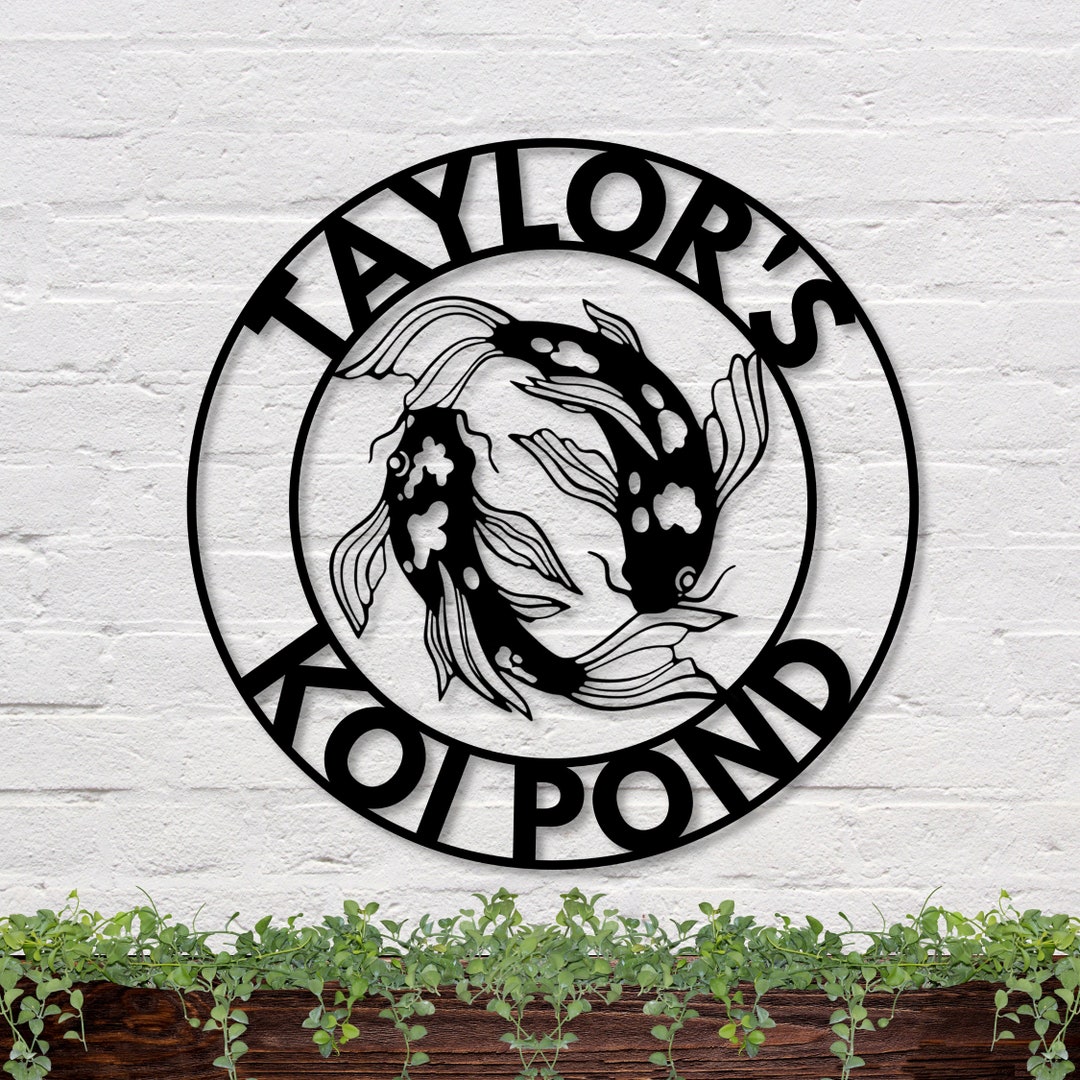 Koi Pond Sign, Personalized Koi Pond Sign, Koi Fish Sign, Custom Koi ...