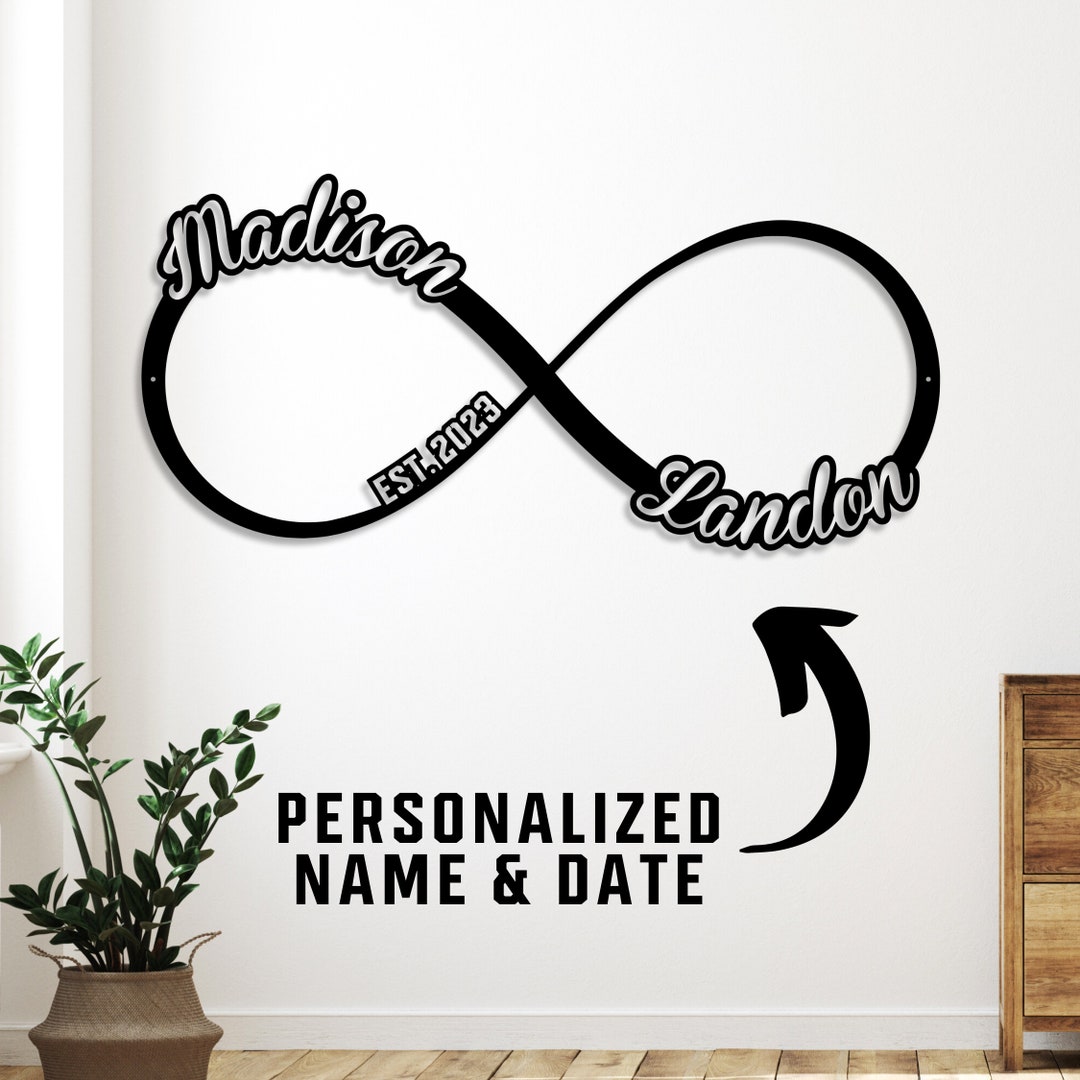 Infinity Name Date Sign, Metal Infinity Date Wall Art, Personalized ...