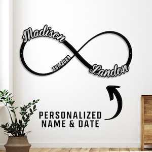 Infinity Name Date Sign, Metal Infinity Date Wall Art, Personalized ...