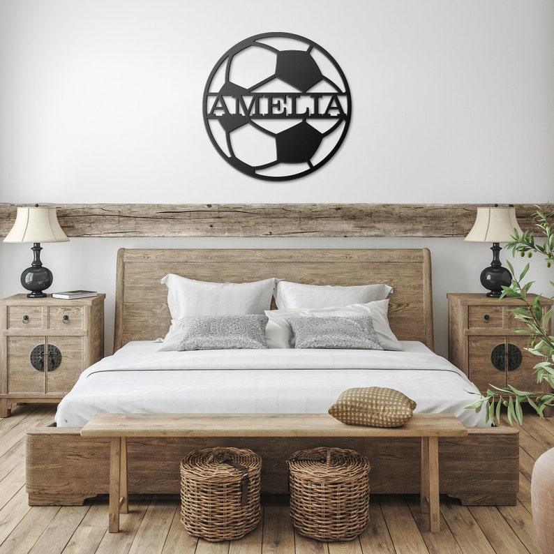 Personalized Soccer Ball Metal Sign, Soccer Ball Name Sign, Kids Room ...
