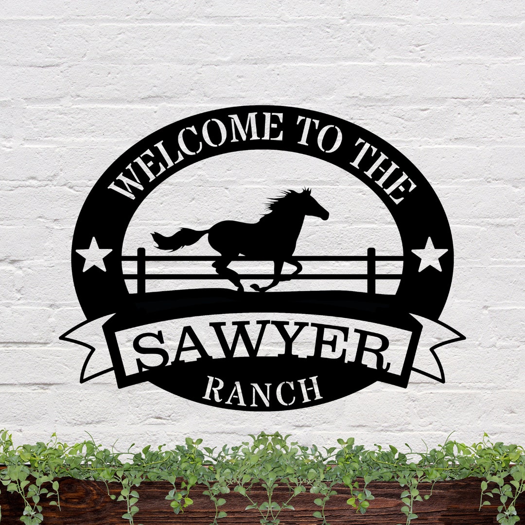 Custom Horse Sign, Personalized Horse Ranch Sign, Custom Texas Ranch ...