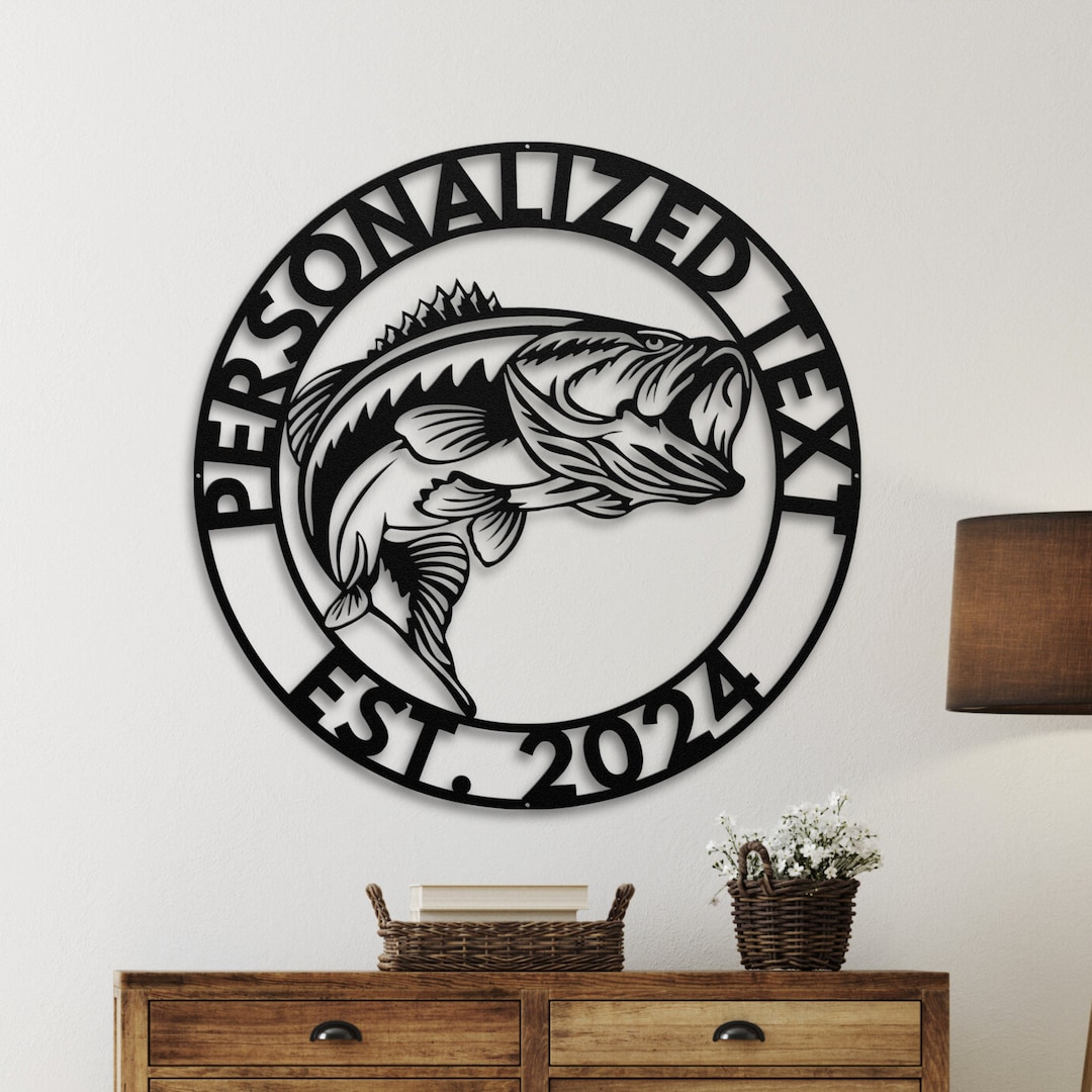Fishing Camp Name Sign, Largemouth Bass Metal Sign, Personalized Camp ...