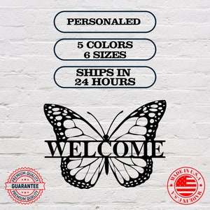 Custom Butterfly Address Sign, Custom Metal Name Sign, Butterfly Sign ...