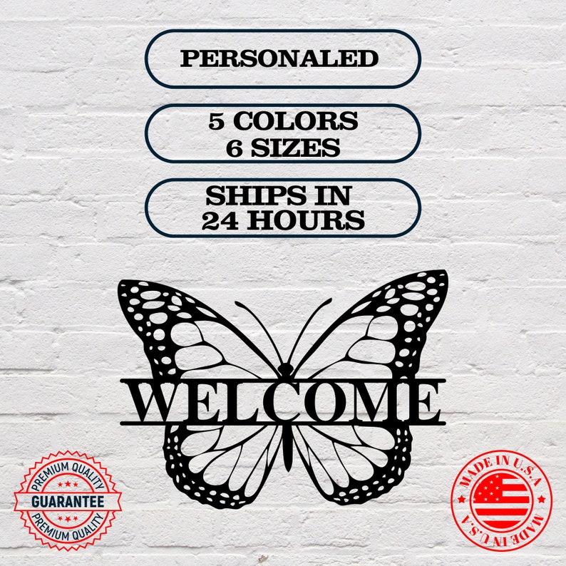 Custom Butterfly Address Sign, Custom Metal Name Sign, Butterfly Sign ...