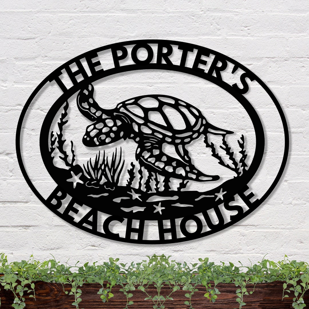 Turtle Name Sign, Personalized Beach House Sign, Beach Sign, Beach ...