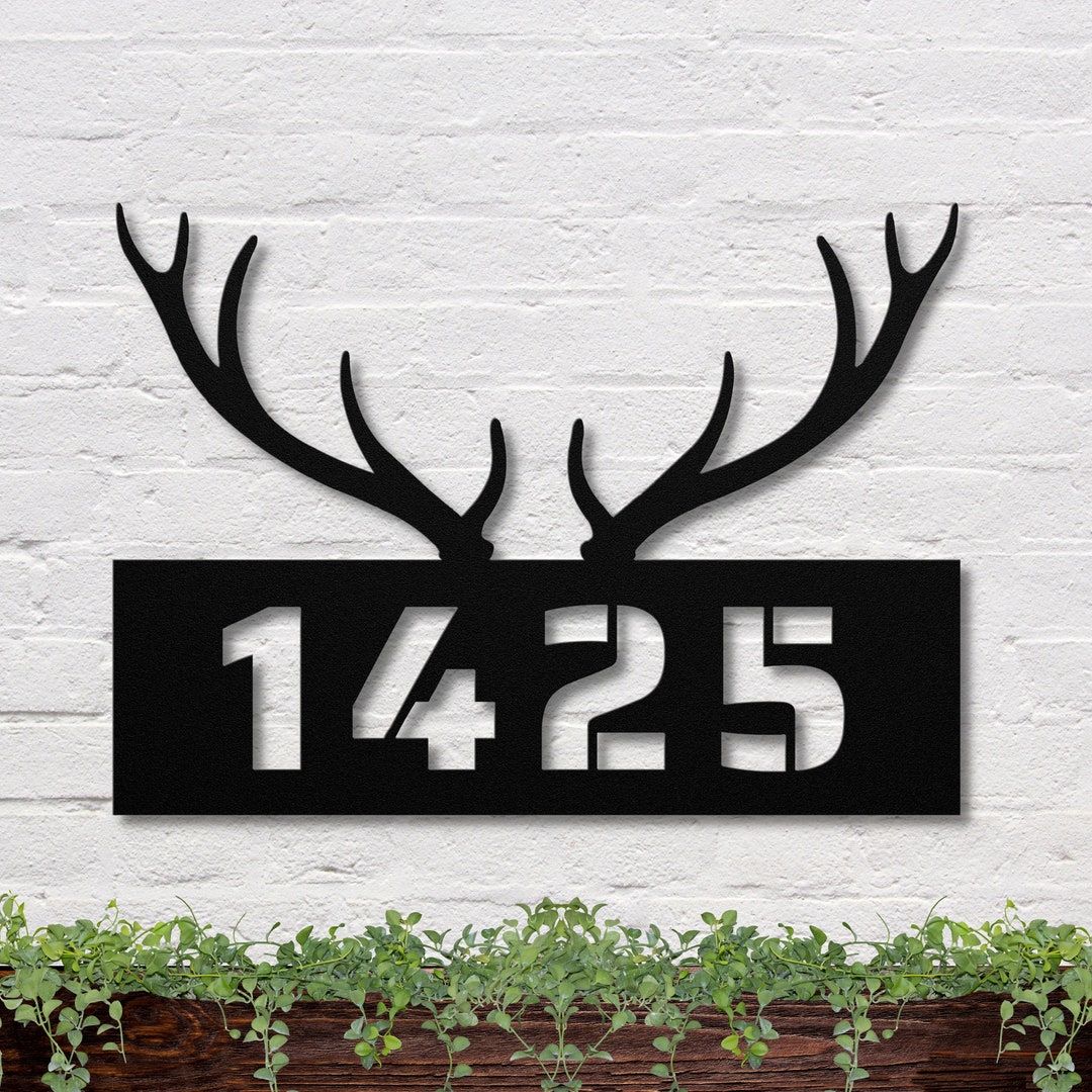 Deer Antler Address Sign, Metal Deer Sign, Antler Address Sign, Address ...