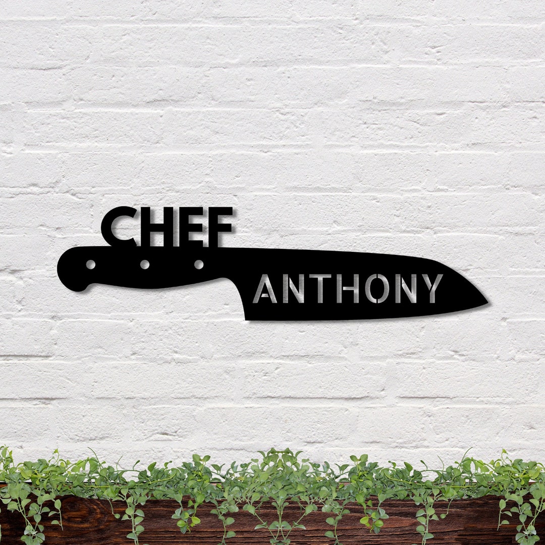 Chef Knife Sign, Custom Metal Sign for Kitchen, Personalized Kitchen ...